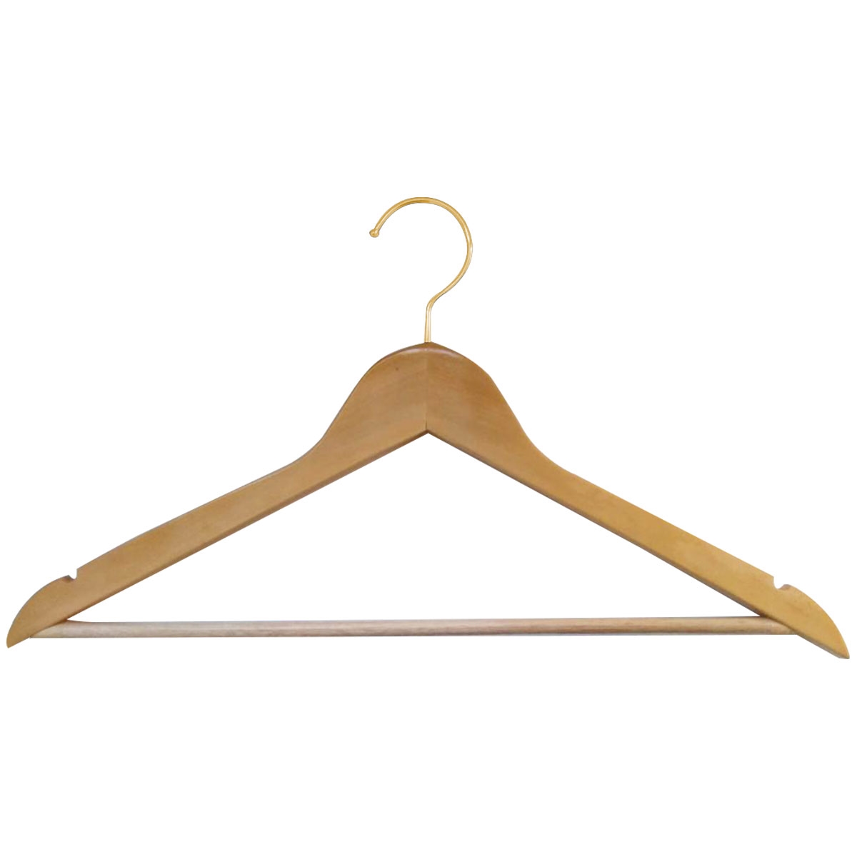Cabide De Madeira Com Barra Gancho Dourado (10 Unid.) Cód.0134 - Cabide ...